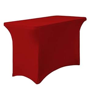 Amazon.com: LinenTablecloth Rectangular Stretch Tablecloth, 6-Feet, Red ...