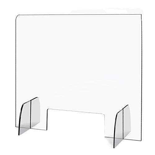 Sneeze Guard, Protective Freestanding Clear Acrylic Shield for Business ...