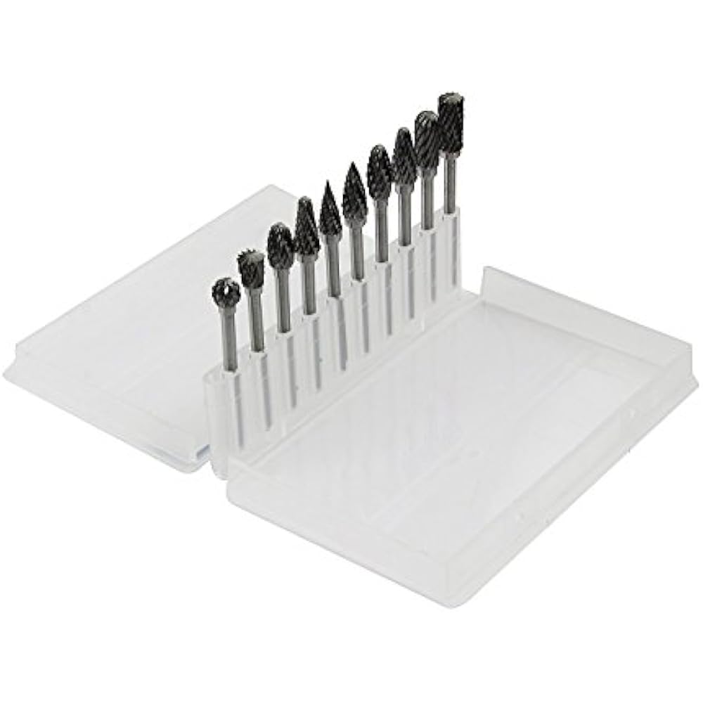 10 Pieces Tungsten Carbide Double Cut Rotary Burr Set With 3 Mm 1/8 ...