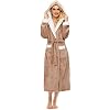 ccko Plush Robe For Women Fleece Bathrobe Soft Lightweight Warm Hooded ...