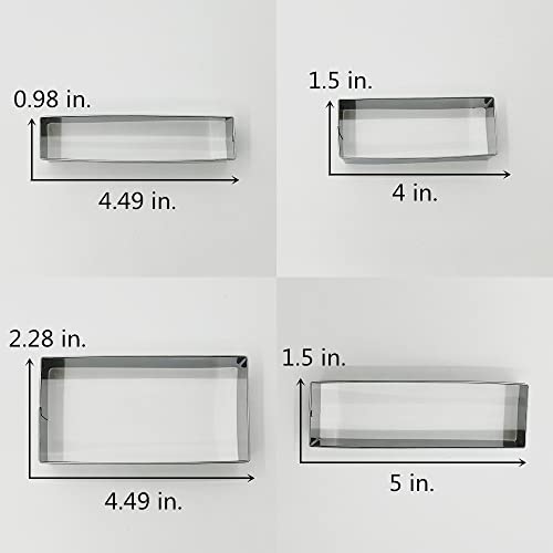 LILIAO Rectangle Cookie Cutter, Stainless Steel (4.5 x 2.3 inches ...