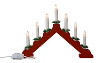 Snow White Christmas Candle Bridge with 7 Candle Lights, Red: Amazon.co ...