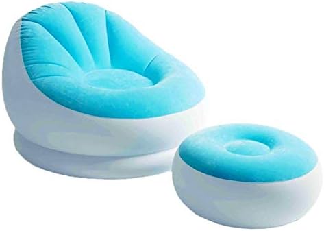 Intex 68572 Inflatable Cafe Chaise Chair With Foot Rest - Blue And ...