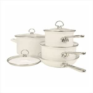 Amazon.com: Chantal 7 Piece Enamel-on-Steel Cookware Set, White Glossy ...