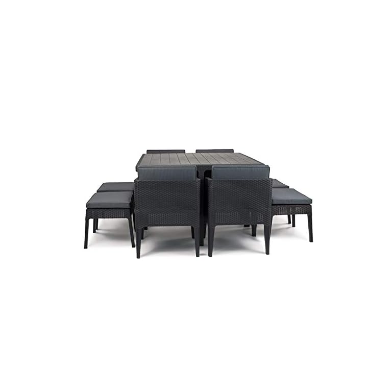 Keter Columbia 8 Seater Outdoor Dining Set, Graphite, 75.0 cm*120.0 cm ...