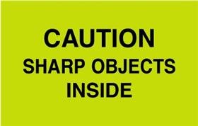 Amazon.com: 3" x 5" Caution Sharp Objects Inside Labels (500 per Roll ...
