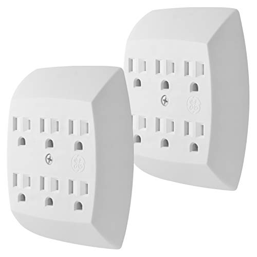 GE home electrical 6-Outlet Extender Wall Tap, 2 Pack, Grounded Adapter ...