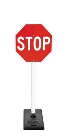 Temporary, 24" Stop Sign w/60" White Post & Panel Quick Release ...