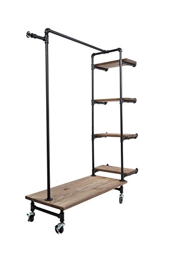 Newtech Display IND-R4/BLK Single Rack with 4 Wood Shelves, Black ...
