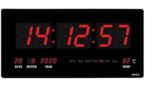 18.5” Large Oversized LED Wall Clock Indoor Temperature, Calendar ...