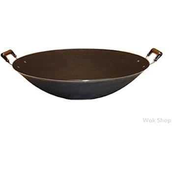 Amazon.com: 16 Inch All Cast Iron Flat Bottom Wok: Kitchen & Dining
