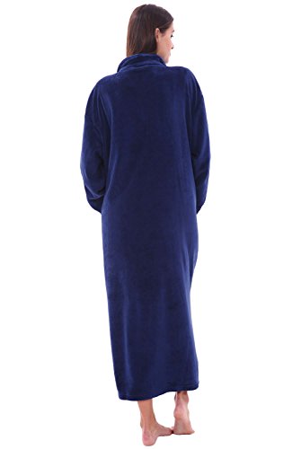 Alexander Del Rossa Women's Zip Up Fleece Robe, Warm Loose Bathrobe ...