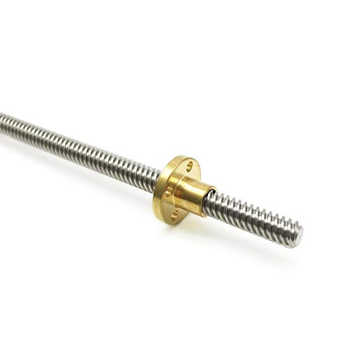 600mm（23.62 Inches）Tr8x8 Lead Screw with T8 Brass Nut (Acme Thread, 2mm ...