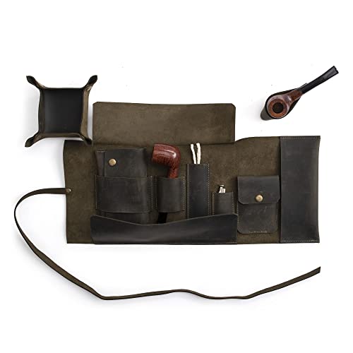 Leather Pipe Tobacco Pouch Complete Set, The Pipe Smokers Full Set ...
