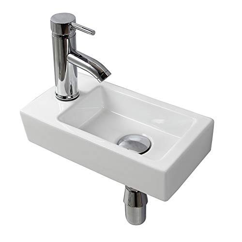 Wall Hung Basin Sink Small Cloakroom Basin Rectangle Ceramic Wash Basin ...