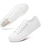 Amazon.com | hash bubbie Womens White PU Leather Sneakers Low Top Tennis Shoes Casual Walking ...