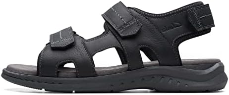 سعر Clarks Men's Walkford Walk Flat Sandal, Black Leather, 10.5 Wide فى ...