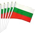 Amazon.com: 25 Pack Hand Held Small Mini Flag Bulgaria Bulgarian Flag ...