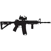 AR-15 Scope Rifle - Vinyl Decal Sticker - 9" x 3.6" - Black
