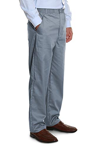 Pembrook Men's Elastic Waist Casual Pants Twill Pants with Zipper and ...