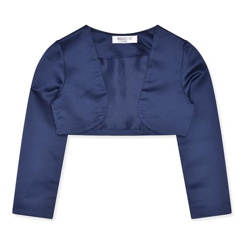 BOLEROSE Girls Satin Long Sleeve Bolero Childrens Kids Shrug (Midnight ...