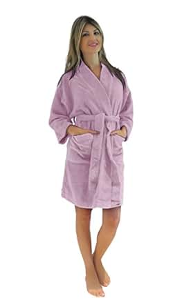 Bath & Robes Women's Chenille Short Robe Mid Knee Length Soft Bathrobe ...