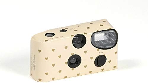 Disposable Camera 10 Pack with Flash Ivory and Gold Hearts Favour ...