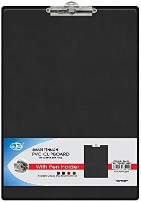 Fis Pvc Clip Boards With Smart Tension Clip & Pen Holder (black Color ...