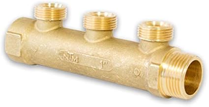 3- fach Messing Verteiler, Balken mit [1''IG x 1''AG], 3 Abgänge mit 3/ ...