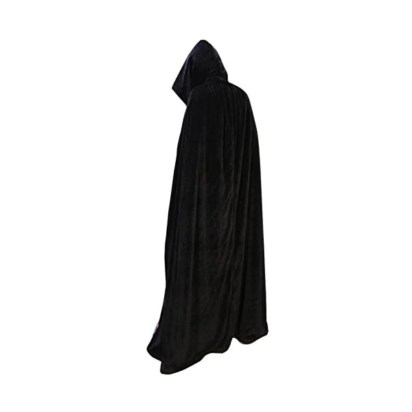 kelaixiang Black Hooded Cape with Arm Hole Velvet Satin Robe Halloween ...