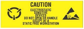 ESD Warning Label 1"x 2 1/2"Caution Electrostatic Sensitive Devices Do ...