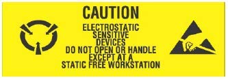 ESD Warning Label 1"x 2 1/2"Caution Electrostatic Sensitive Devices Do ...