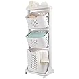 Amazon.com: Omosiroi Laundry Basket Storage Basket 3 Tiers Plastic Clothes Hamper Movable ...