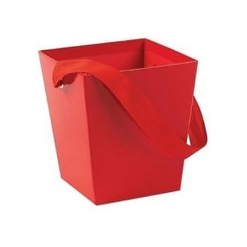 Amazon.com: Fun Express Red Cardboard Bucket W/Ribbon Handle (6 Pcs ...