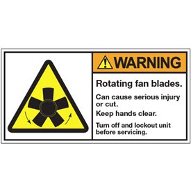 Buy Vinyl ANSI Warning Labels - Warning Rotating Fan Blades - 2"h x 4"w ...
