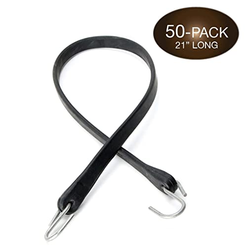 Pack of 50 Tarp Straps for Flatbed Trailers, 21" Long Natural Rubber ...