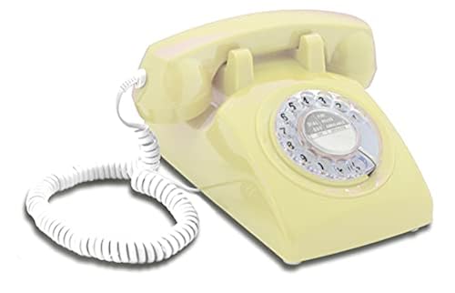 Cream Rotary Retro Phone with Grey UK GPO Dial Inlay/Old Fashioned Dial ...