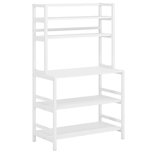 Tribesigns 5-Tier Kitchen Bakers Rack with Hutch, Industrial Microwave ...