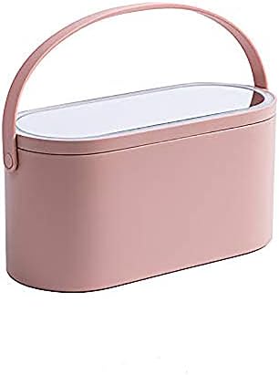 Yesinaly Travel Makeup Organizer Box with LED Mirror, Pink Portable ...