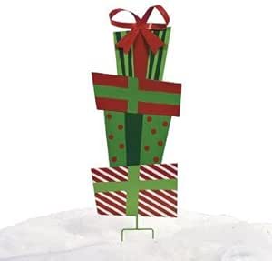 Amazon.com : Large Metal Stack of Gifts Yard Stake Holiday Decoration ...