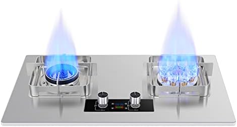 Built-In Dual Burner Gas Cooktop, Stainless Steel Gas Countertop ...