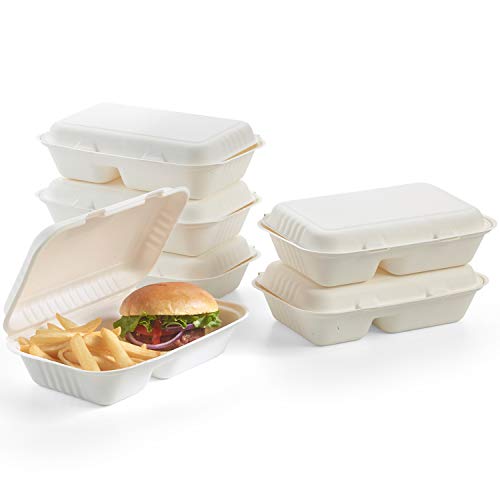Vallo 100% Compostable Clamshell To Go Boxes For Food [9X6 2 ...