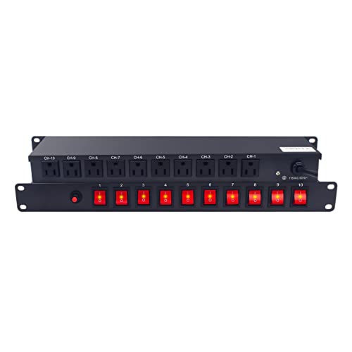 10 Outlets 1U Rack Mount Power Strip, 100-240V/15A/1800 Joules，for ...