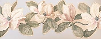Wallpaper Border Cream Magnolia Blossoms Die Cut 9.25" x 15' VG8548B ...