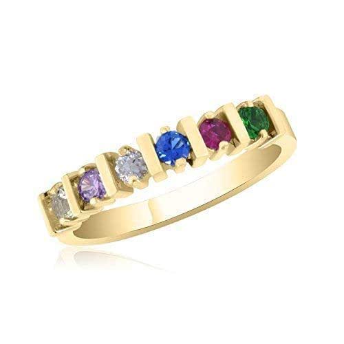 Amazon.com: 10K Yellow Gold Stunning Ring – 6 Birthstone Family Ring ...
