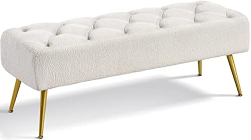 Yaheetech Modern Ottoman Bench Boucle Bench Upholstered Footrest for ...