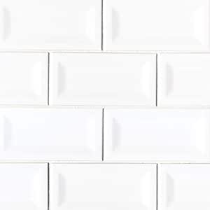 White Glossy 3X6 Inverted Beveled Subway Tile, 50 SFT/case, (400 Pcs ...