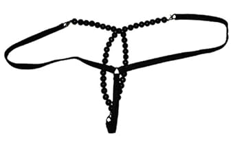 Amazon.com: Deargirl thong Creations Pearl G-String (Black Fabric ...