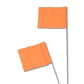 2-1/2" x 3-1/2" x 21" Wire Construction Stake Flag - Fluorescent Orange ...