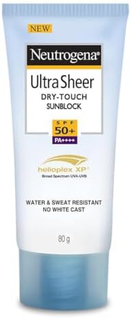 Neutrogena Ultra Sheer Dry Touch Sunblock SPF 50+ Sunscreen (White,80 g ...